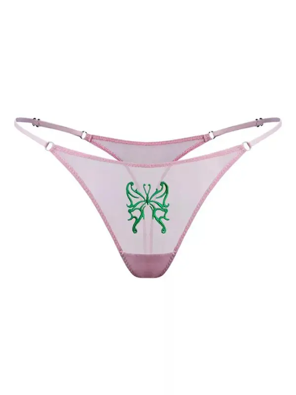 ZHILYOVA Butterfly-embroidery Tulle Thong - Pink