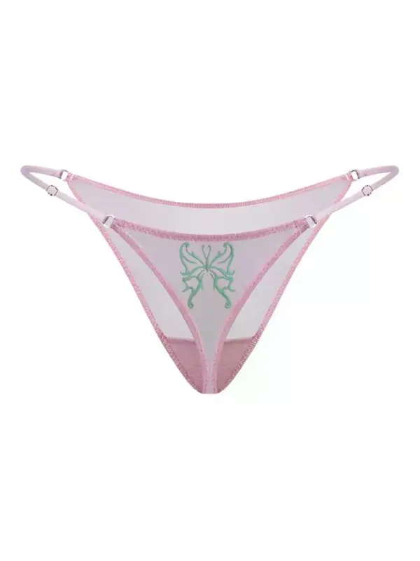 ZHILYOVA Butterfly-embroidery Tulle Thong - Pink