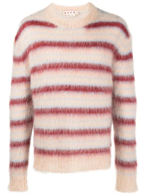 Marni Striped Brushed-effect Jumper - Neutrals