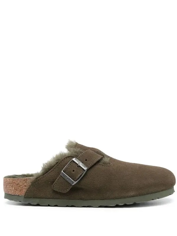 BIRKENSTOCK Boston Vl Suede Slides - Green