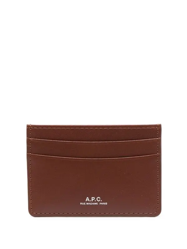 A.p.c. André Logo-stamp Leather Cardholder - Brown