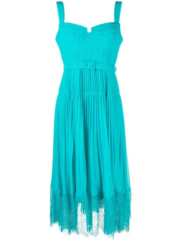 SELF-PORTRAIT Pleated Chiffon Bustier Dress