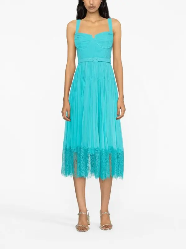 SELF-PORTRAIT Pleated Chiffon Bustier Dress