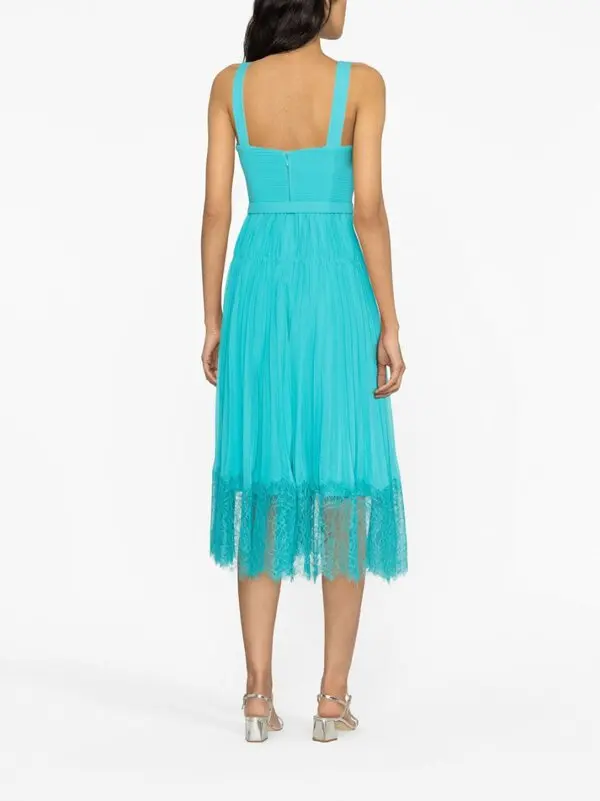 SELF-PORTRAIT Pleated Chiffon Bustier Dress