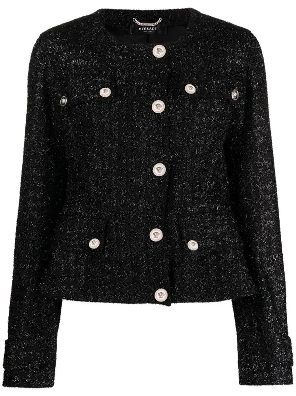 Versace Medusa Head Tweed Jacket - Black