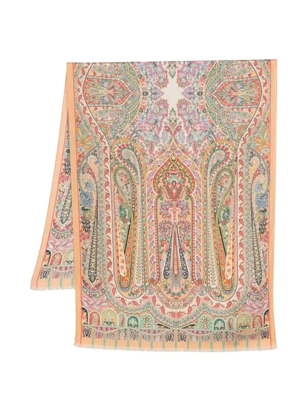 Etro Delhi Cashmere-silk Blend Scarf - Orange