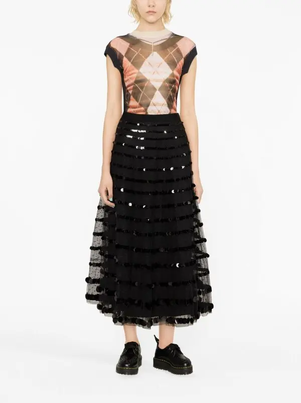 Red Valentino Sequin-embellished Tulle Midi Skirt