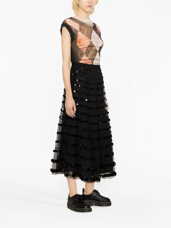 Red Valentino Sequin-embellished Tulle Midi Skirt