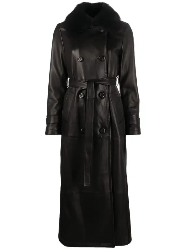 BLANCHA Shearling-collar Double-breasted Coat