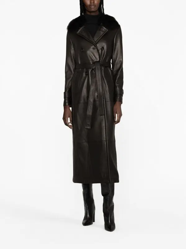 BLANCHA Shearling-collar Double-breasted Coat