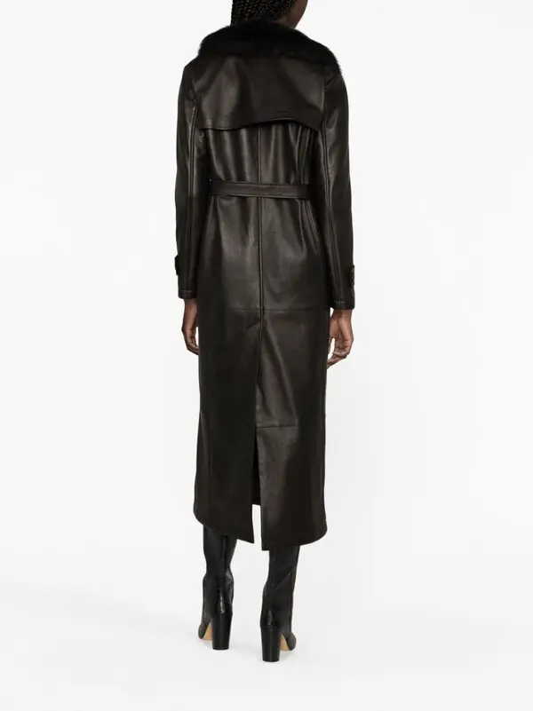 BLANCHA Shearling-collar Double-breasted Coat