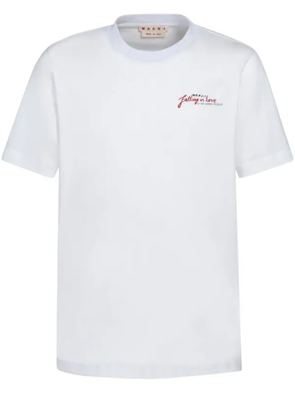 Marni Wordsearch-print Cotton T-shirt - White