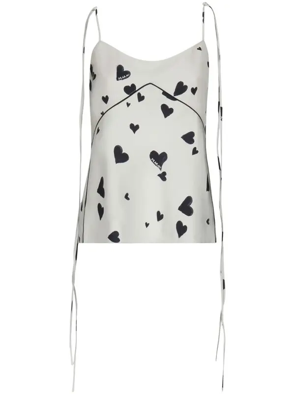 Marni Bunch Of Hearts Silk Camisole Top - White