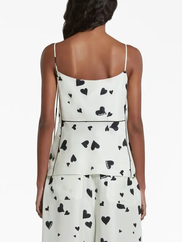 Marni Bunch Of Hearts Silk Camisole Top
