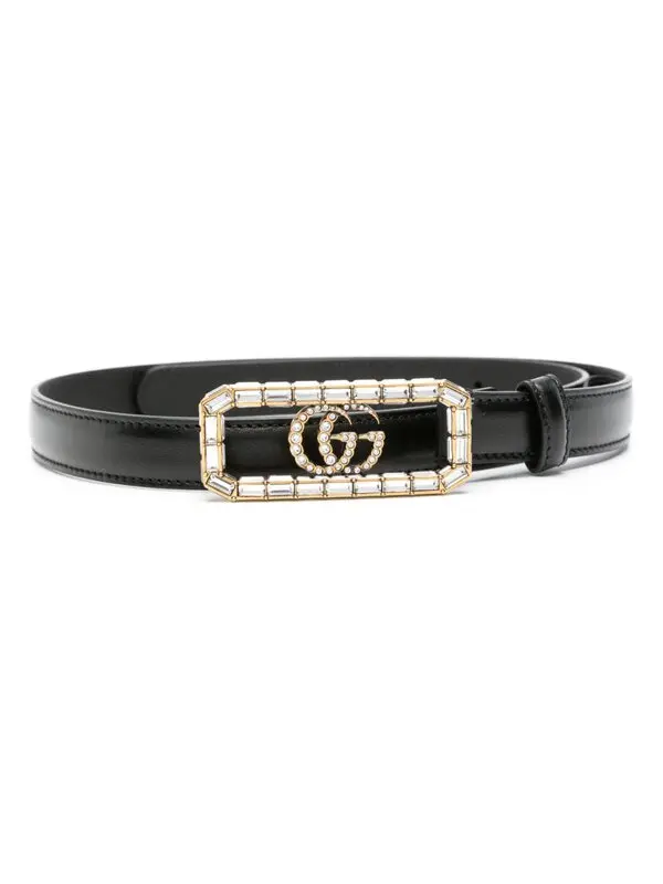 Gucci Double G-buckle Leather Belt - Black