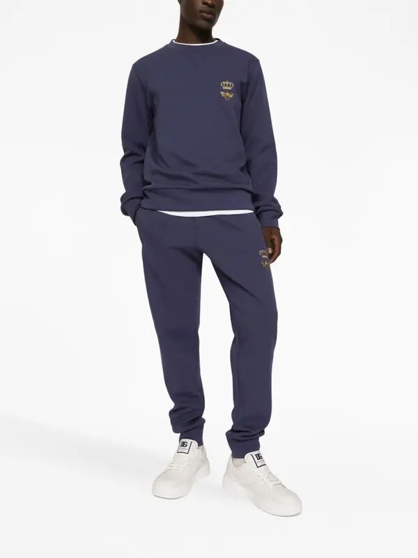 Dolce & Gabbana Bee-embroidered Cotton Sweatshirt - Blue
