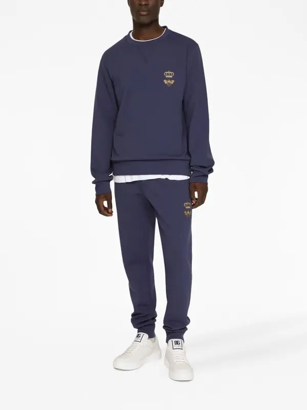Dolce & Gabbana Bee-embroidered Cotton Sweatshirt - Blue