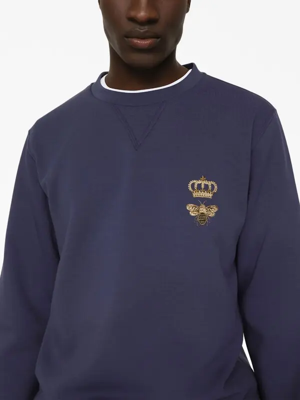 Dolce & Gabbana Bee-embroidered Cotton Sweatshirt - Blue