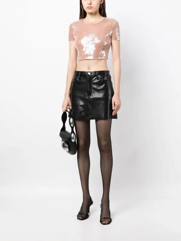 Alexander Wang Sequin-embellished Cropped T-shirt