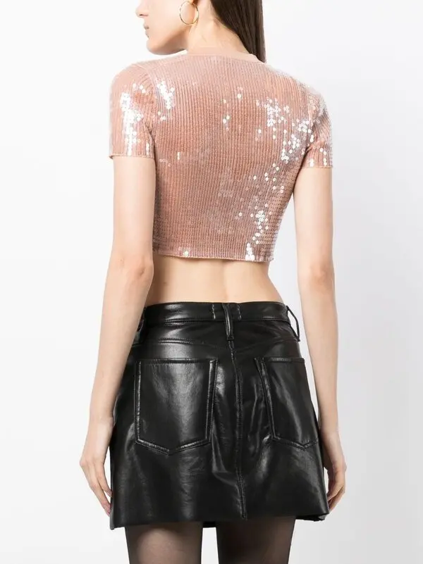 Alexander Wang Sequin-embellished Cropped T-shirt