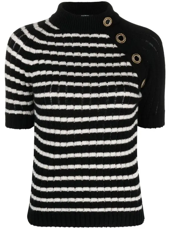 Balmain Striped Cashmere-blend Top