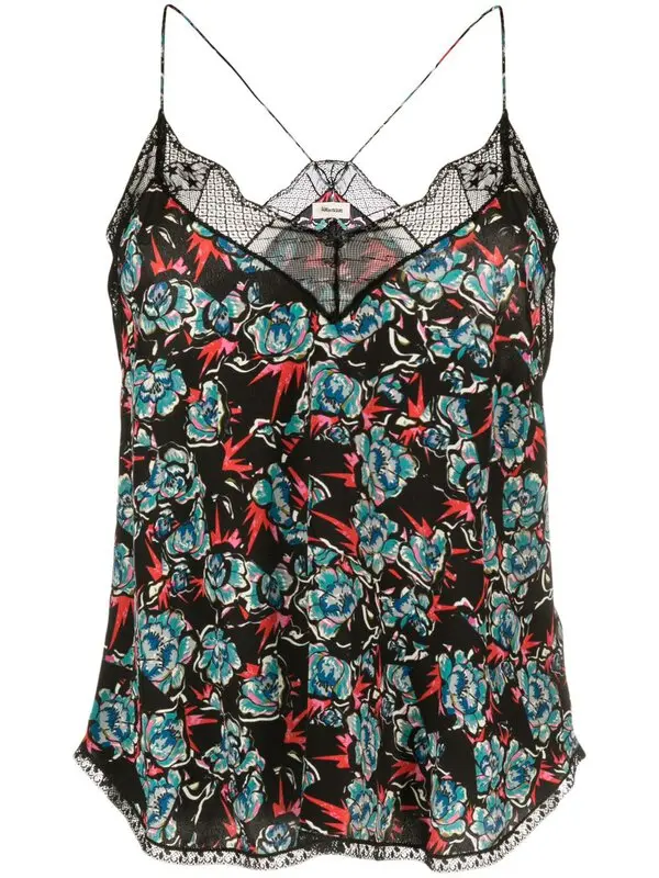 Zadig&Voltaire Christy Floral-print Silk Camisole - Black