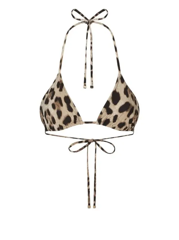 Dolce & Gabbana Leopard-print Bikini Top - Neutrals