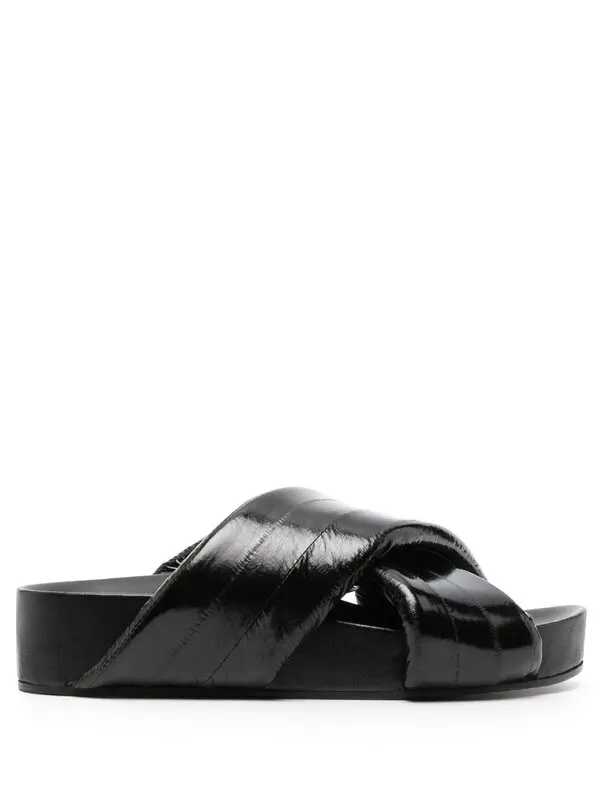 JIL SANDER Crossover-strap Leather Sandals - Black