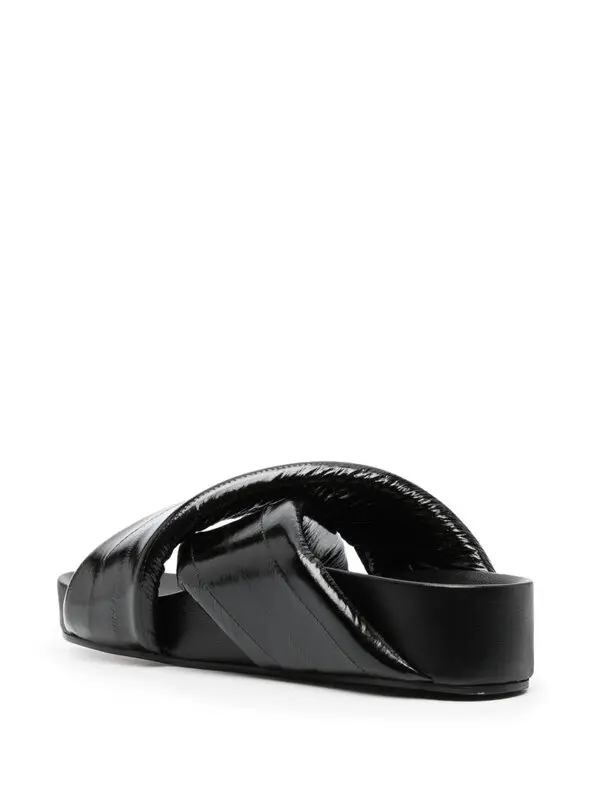 JIL SANDER Crossover-strap Leather Sandals - Black
