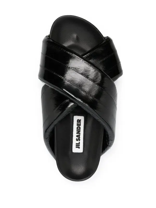 JIL SANDER Crossover-strap Leather Sandals - Black
