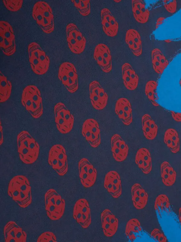 Alexander McQueen Graffiti Printed Frayed Scarf