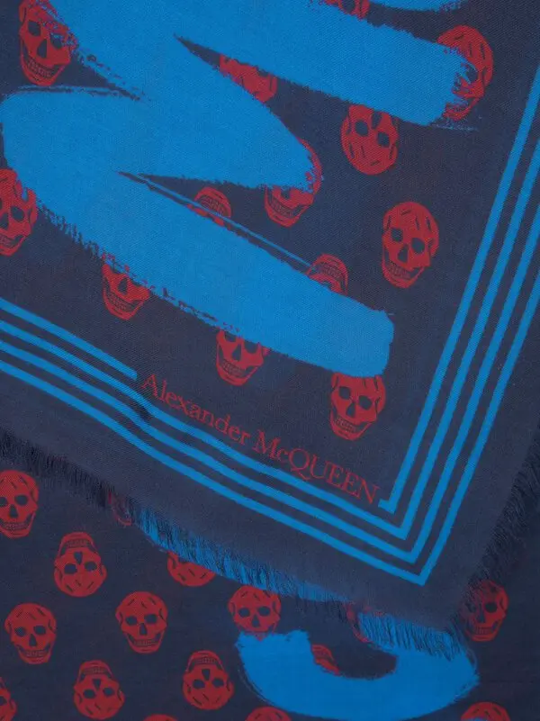 Alexander McQueen Graffiti Printed Frayed Scarf