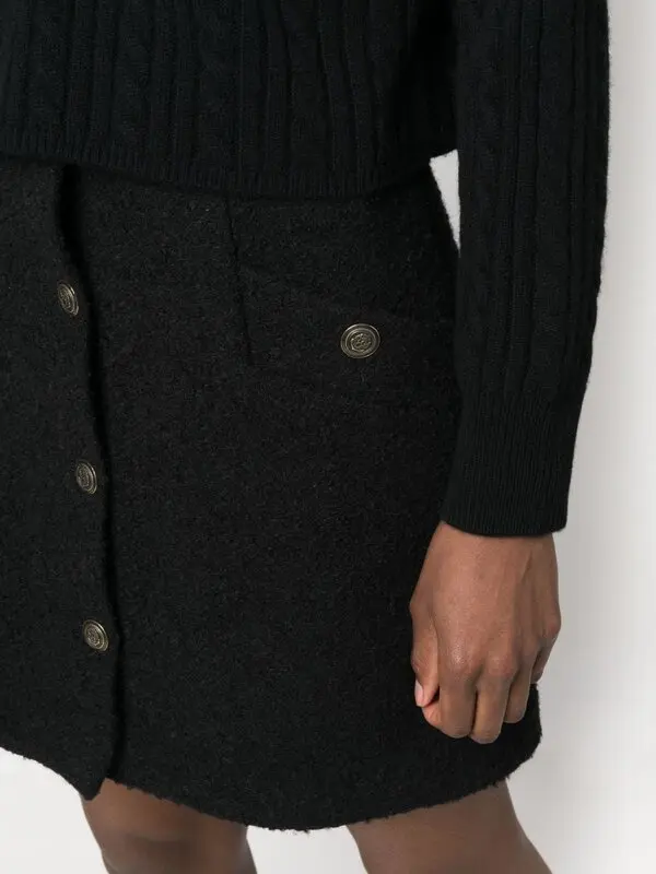 Sandro Button-detail Bouclé Miniskirt