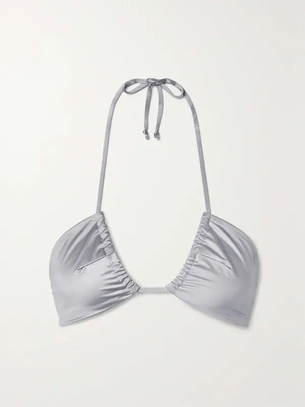 Good American Gathered Stretch-satin Halterneck Bikini Top