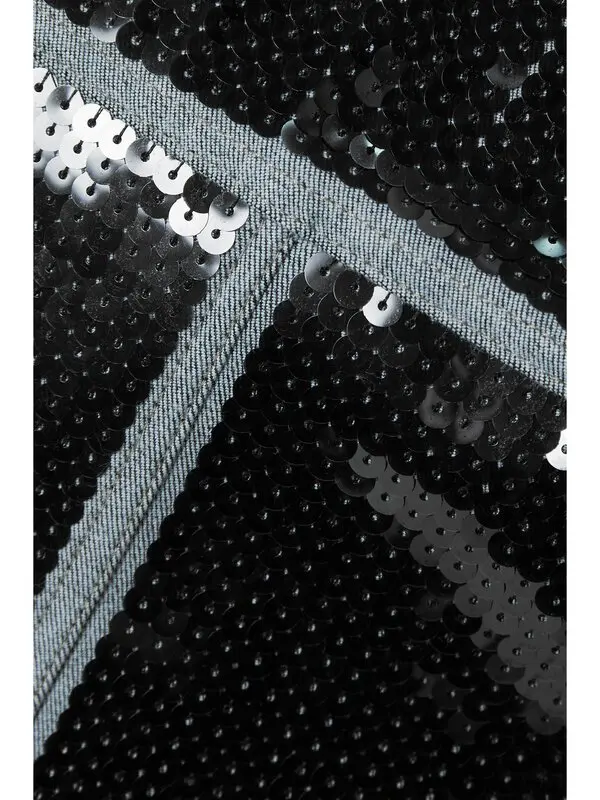 Rick Owens Sequined Stretch-denim Bustier Top - Black