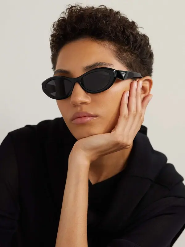 Prada Oval-frame Sunglasses - Black