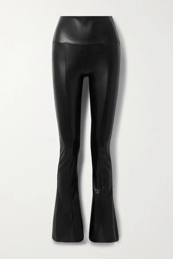 Norma Kamali Spat Vegan Leather Flared Leggings - Black