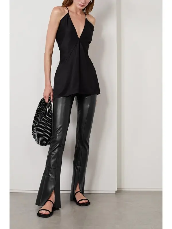 Norma Kamali Spat Vegan Material Flared Leggings - Black