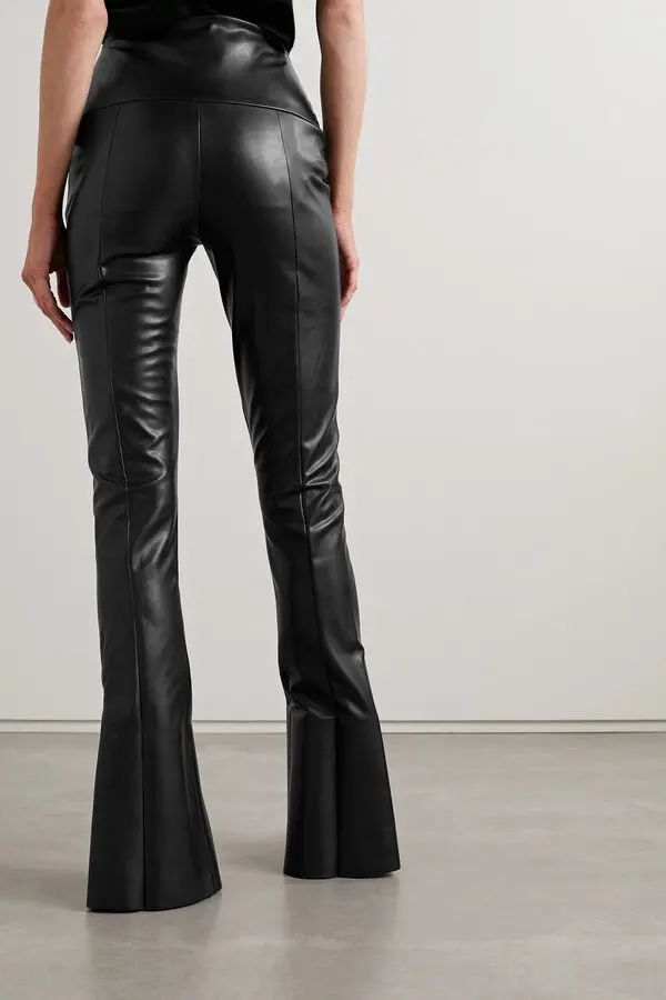 Norma Kamali Spat Vegan Leather Flared Leggings - Black
