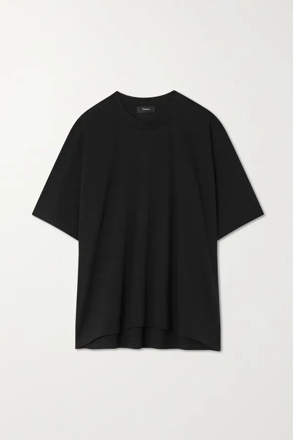 Theory Oversized Cotton-jersey T-shirt - Black