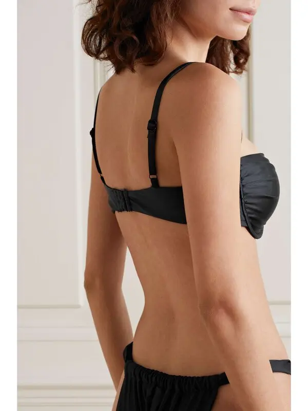 Good American Ruched Stretch-satin Underwired Bikini Top