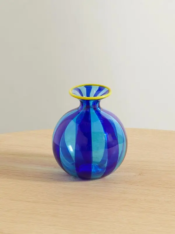 La DoubleJ Ciccio Mini Striped Murano Glass Vase - Blue