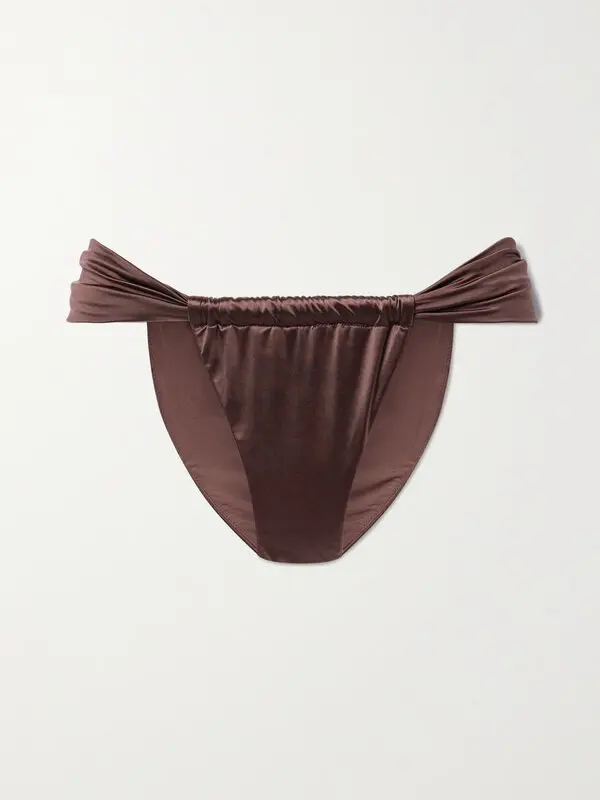 Good American Bali Stretch-satin Bikini Briefs - Brown