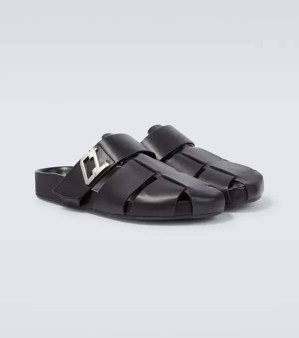 CHRISTIAN LOUBOUTIN Abubizz Leather Slippers - Black