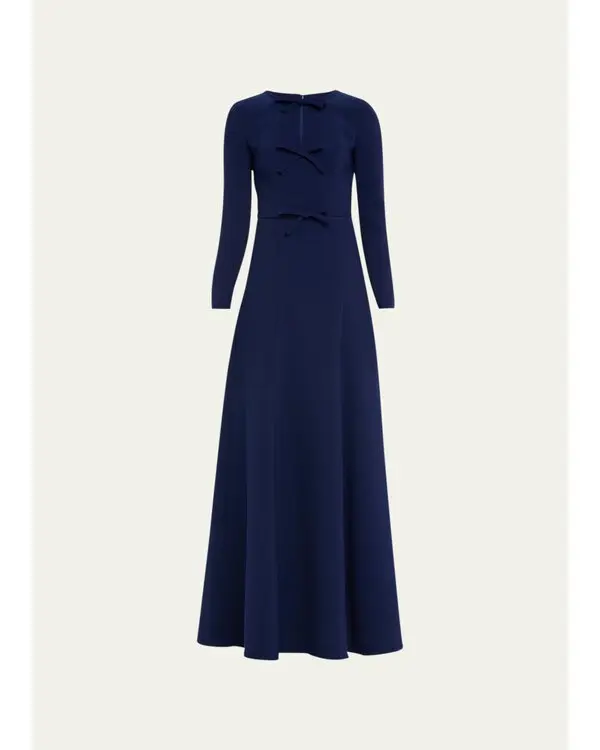 Carolina Herrera Triple Bow Keyhole Gown