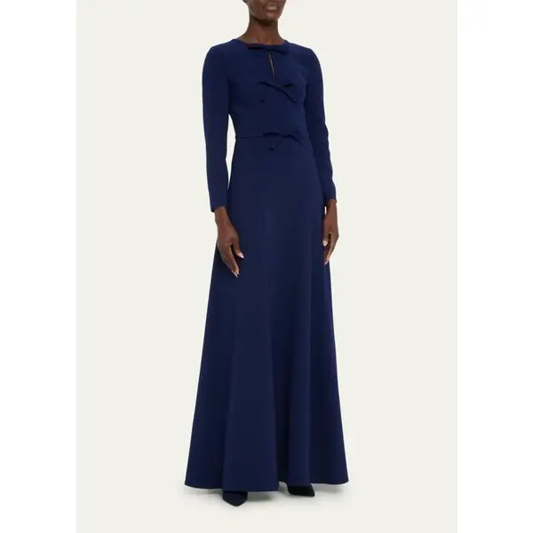 Carolina Herrera Triple Bow Keyhole Gown