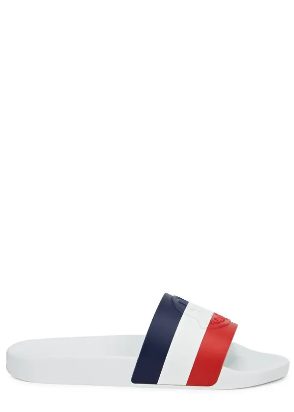 Moncler Basile Striped Rubber Slides - White