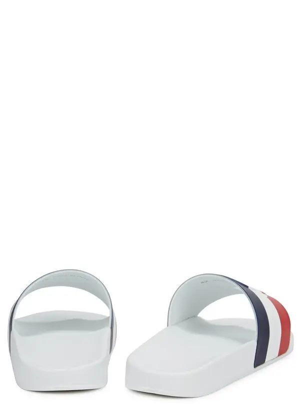 Moncler Basile Striped Rubber Slides - White