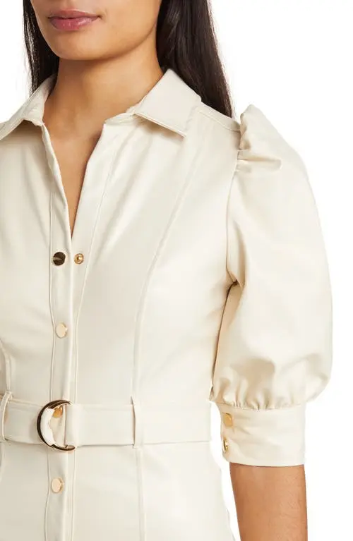 cream faux leather dress Gettin Hotter Cream Faux Leather Mini Dress M