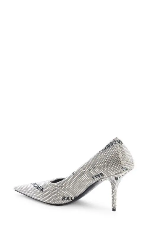 Balenciaga Square Knife Crystal Embellished Pointed Toe Pumps